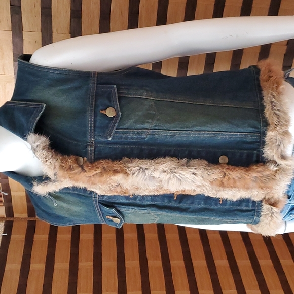 Cejon | Jackets & Coats | Cejon Rabbit Hair Trim Jean Vest | Poshmark